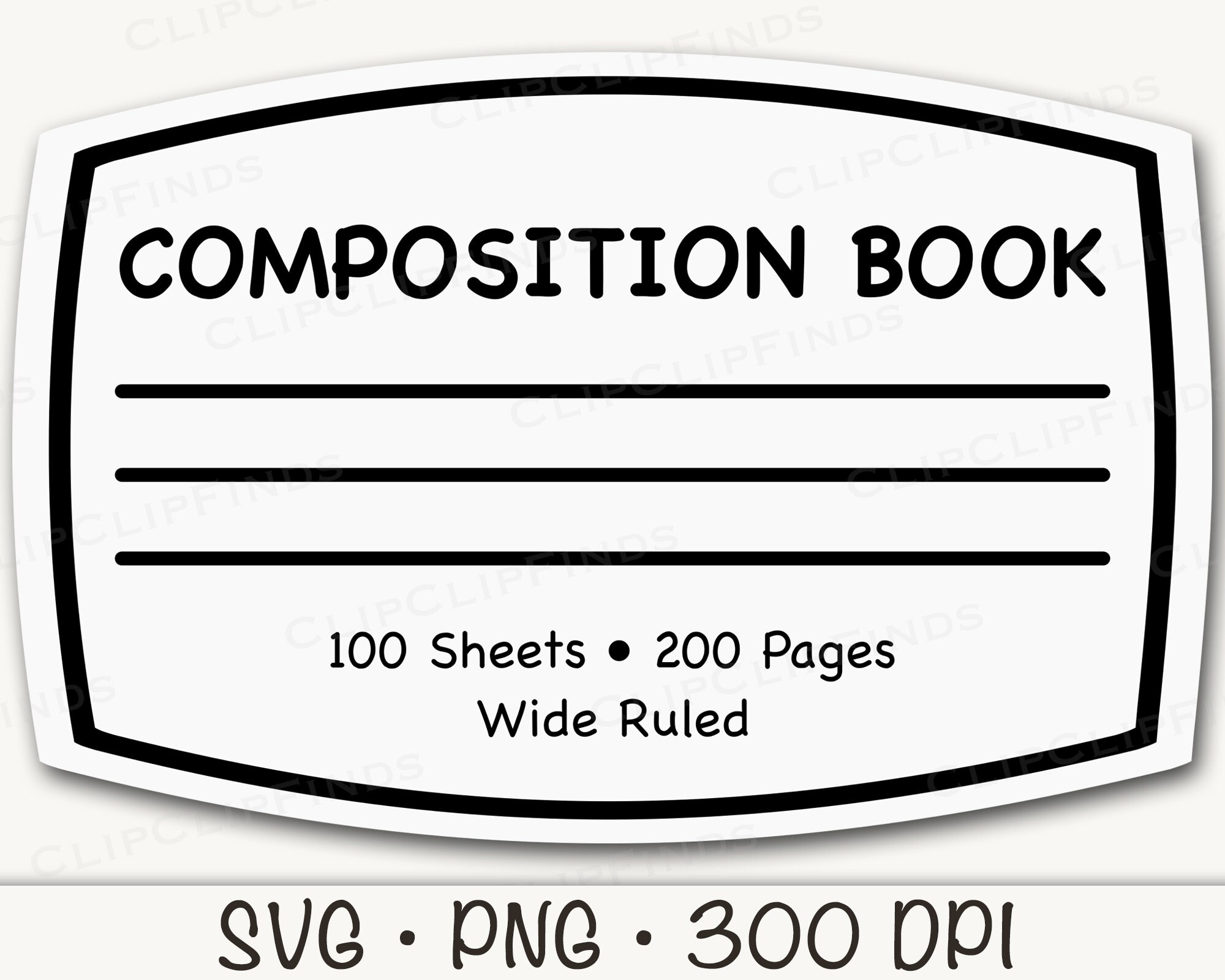 Composition Notebook Label SVG PNG Instant Digital Download - Etsy