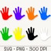 Hand Silhouette SVG, Colorful Handprint Bundle Pack PNG, Painted Hands ...