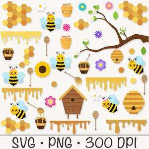 Busy Bees Clipart, Bees SVG, Honey Bees PNG, Bee Hive, Bee House, Honey ...