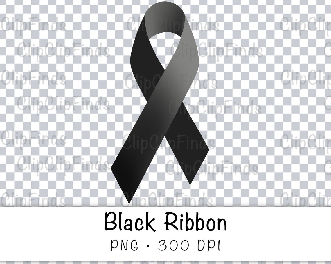 Black RIP Awareness Ribbon PNG Transparent Background Clip Art | Etsy