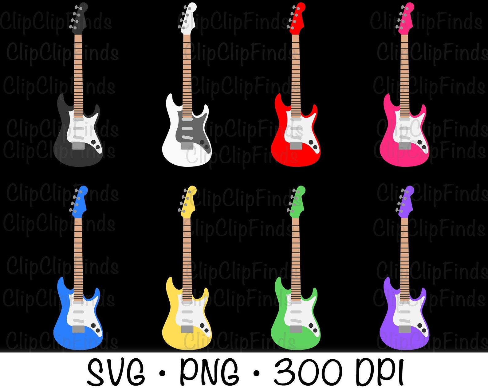 Electric Guitar SVG Electric Guitar Clip Art Bundle Pack - Etsy