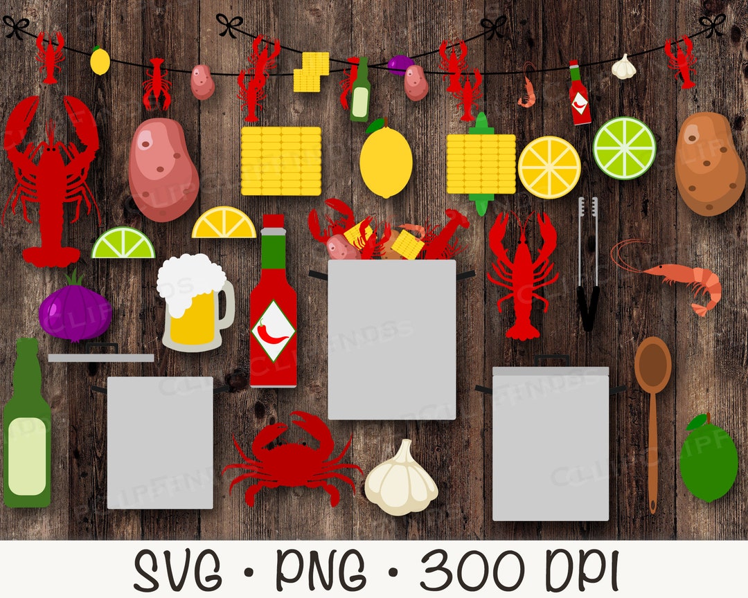 Crawfish Boil Clipart: Cajun Seafood, SVG, PNG (digital Download) - Etsy