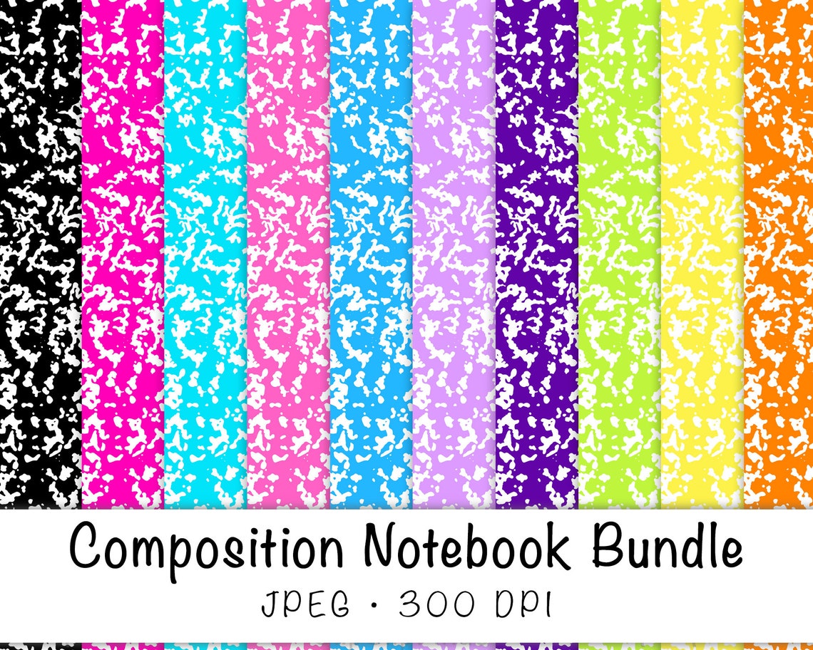 Pack of 10 Colored Composition Notebook Digital Wallpaper JPEG - Etsy