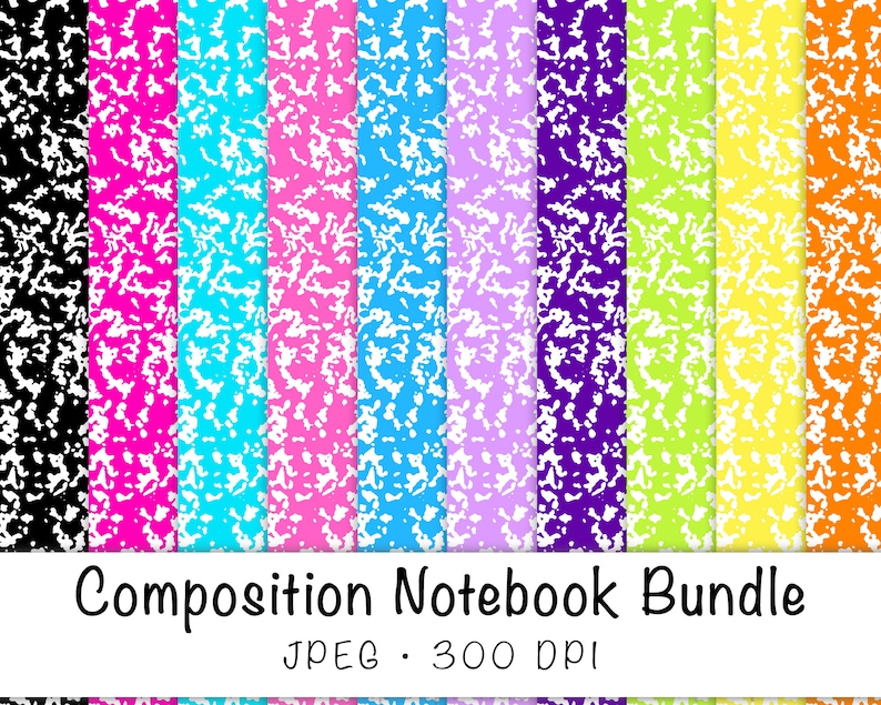 Pack of 10 Colored Composition Notebook Digital Wallpaper JPEG - Etsy