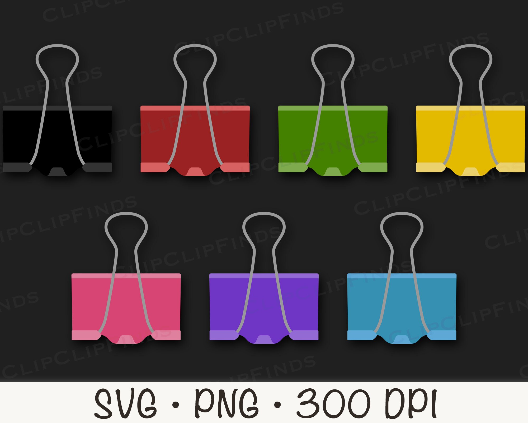 Binder Clips Clipart, SVG, PNG, School Supplies, Teacher, Student ...