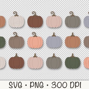 Boho Pumpkins Clipart, Neutral Color, Earth Tones, Cute Pumpkin Clip ...