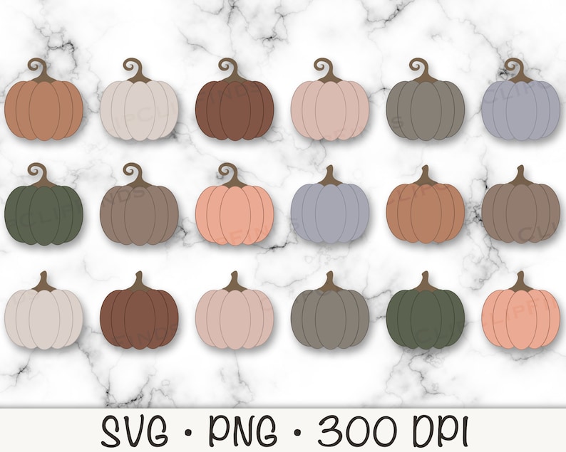 Boho Pumpkin Clipart: Neutral Earth Tones, Fall Autumn SVG PNG (digital ...