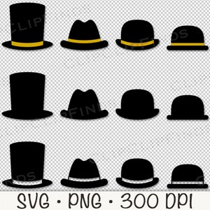 Hat SVG, Hats Bundle PNG, Prop Hats, Men's Hats SVG, Gentlemen's Hat ...