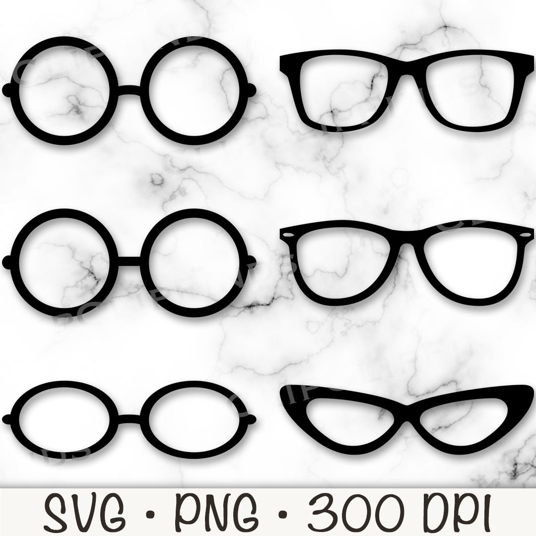 Glasses SVG, Glasses Silhouette PNG, Glasses Shapes, Vintage Glasses ...