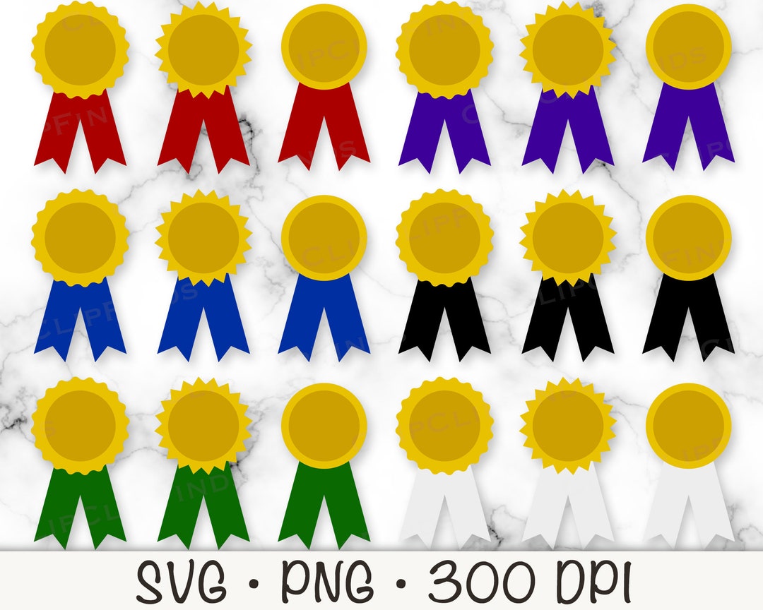 Award Ribbon Medal Clipart: First Place Rosette PNG SVG (digital ...