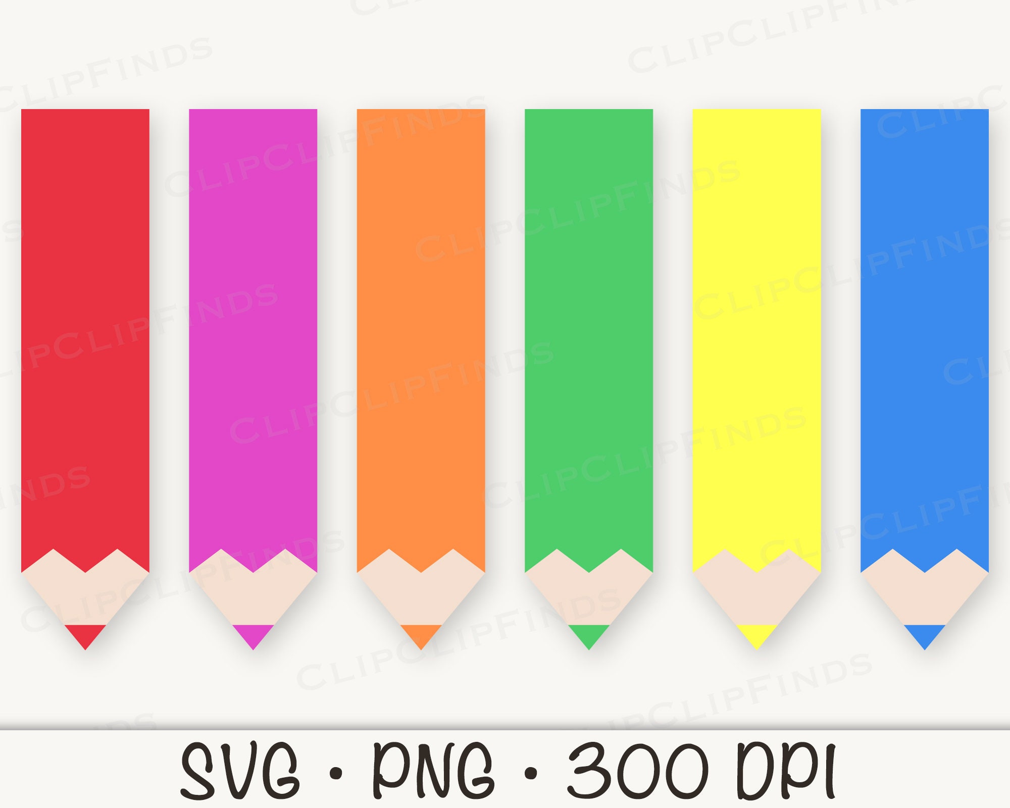 Coloring Pencil Clipart: School PNG, SVG (digital Download) - Etsy
