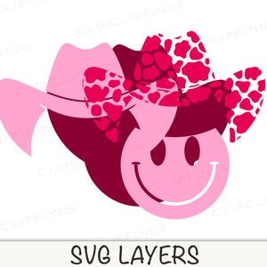 Cowboy Happy Face, Cow Print Cowboy Hat, Rodeo Happy Face, Pink Happy ...