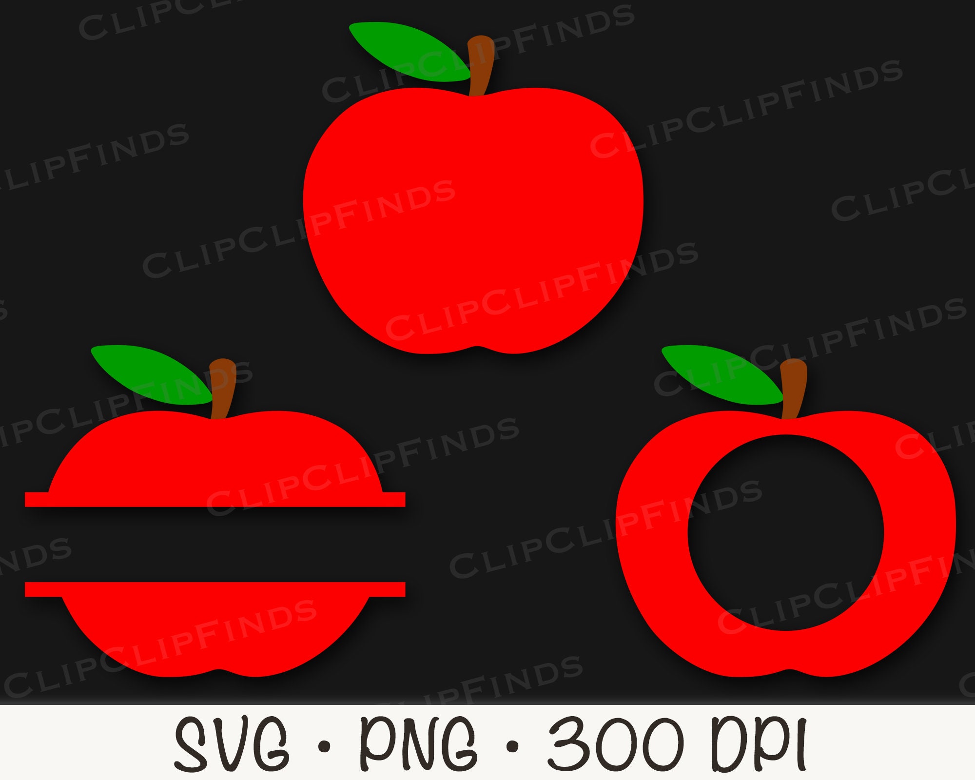 Red Apple SVG: Split Monogram Frame for Teachers (digital Download) - Etsy