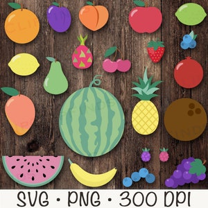Obst Clipart, Obst SVG, Obst PNG, Niedliches Obst Bundle, Himbeere ...