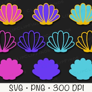 Seashell SVG PNG Clipart: Colorful Sea Life Graphics (digital Download ...