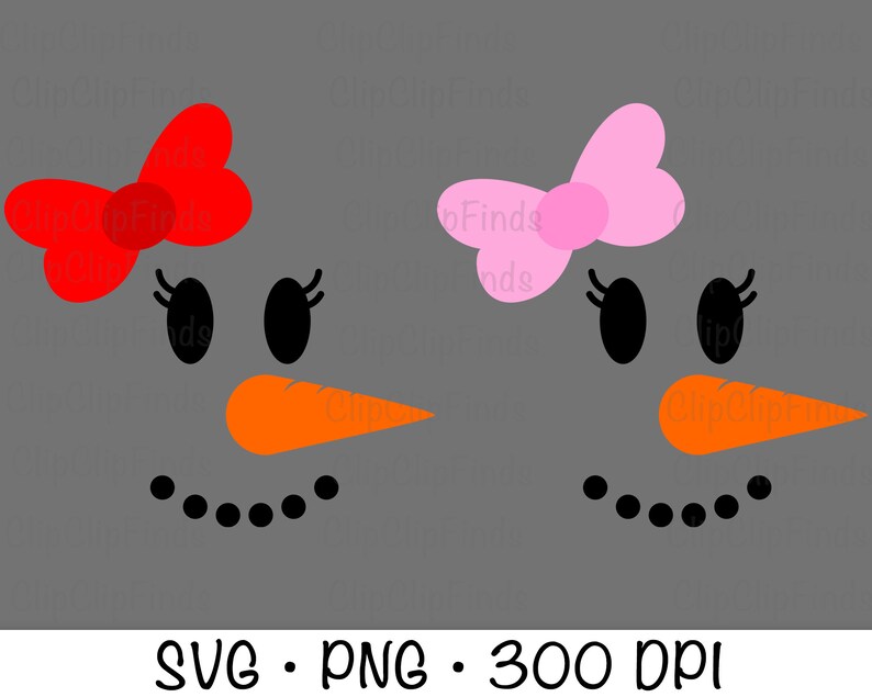 Snowgirl Face With Bow and Lashes SVG Vector Cut File and PNG - Etsy