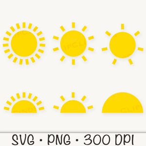 Sunshine, Sun, Sunset, Sunrise, Half Sun, SVG, PNG, Clip Art, Instant ...