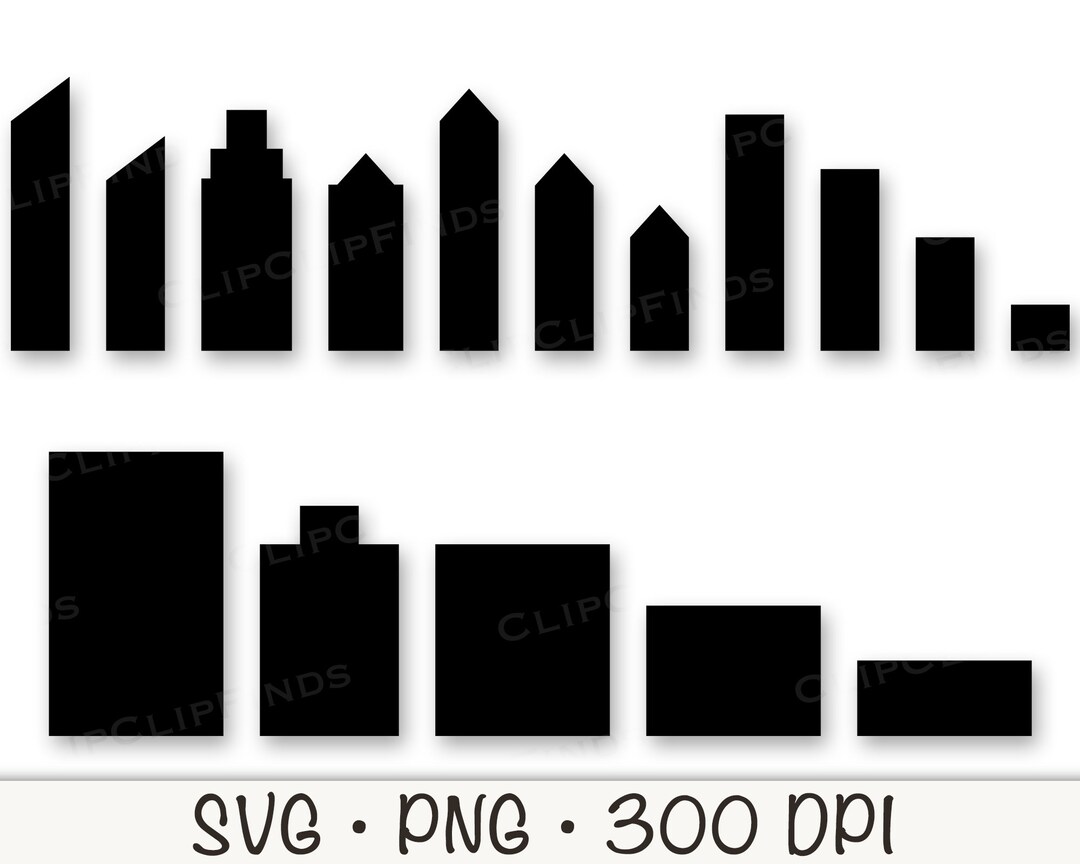 Individual Basic Buildings Silhouette Shapes SVG, PNG, Sky Scrapers ...