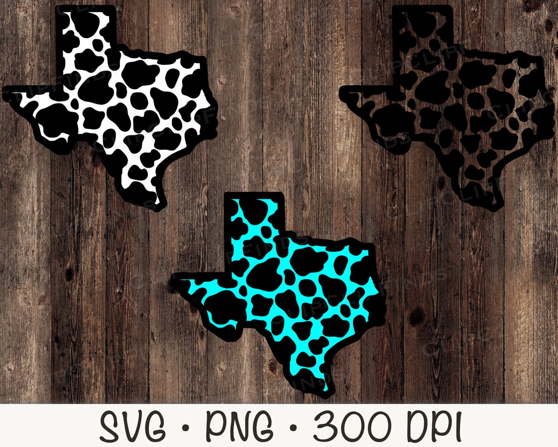 State of Texas Cow Print Bundle for Print Texas SVG PNG - Etsy