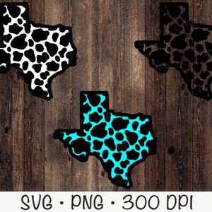 State of Texas Cow Print Bundle, for Print, Texas, SVG PNG, Instant ...