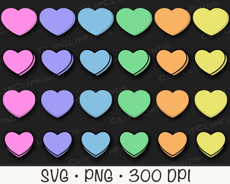 Blank Conversation Hearts SVG Valentine's Day Candy - Etsy