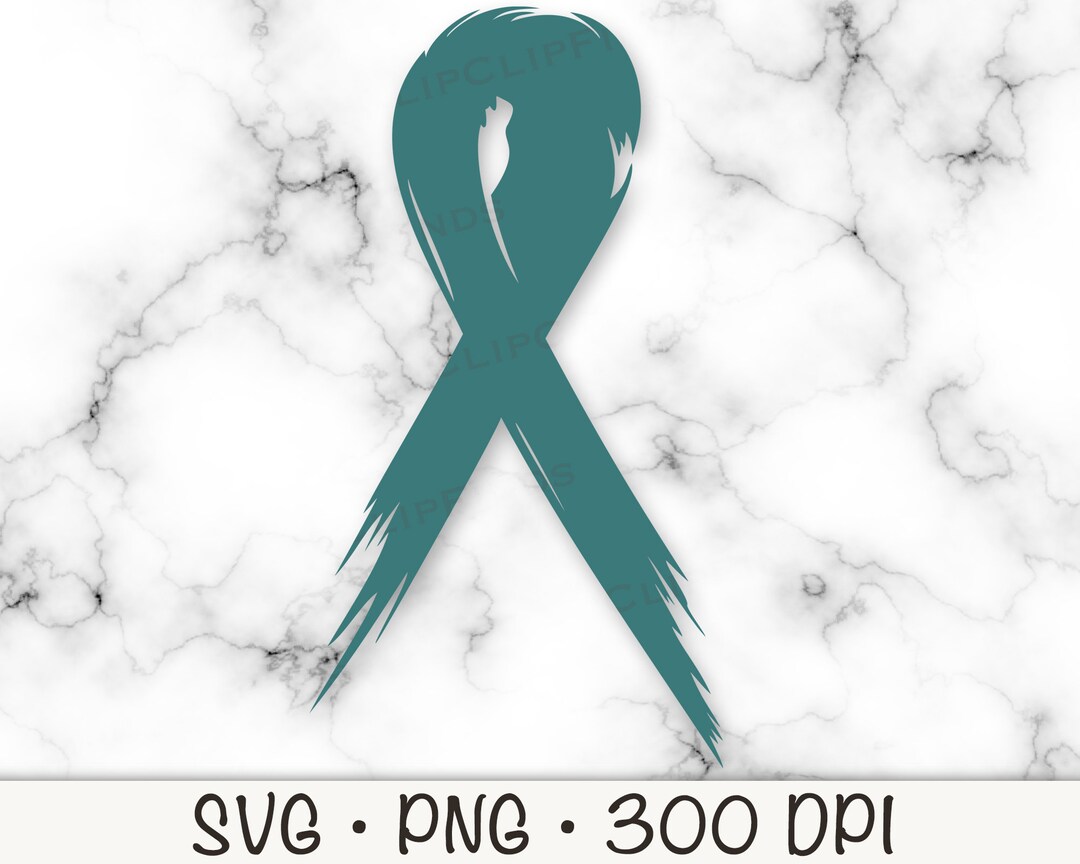 Sexual Assault Awareness Teal Distressed Brush Stroke Ribbon SVG Vector ...