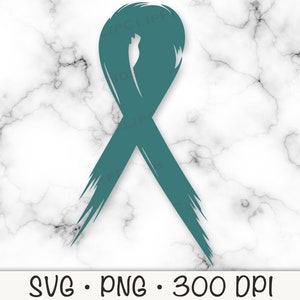 Sexual Assault Awareness Teal Distressed Brush Stroke Ribbon SVG Vector ...