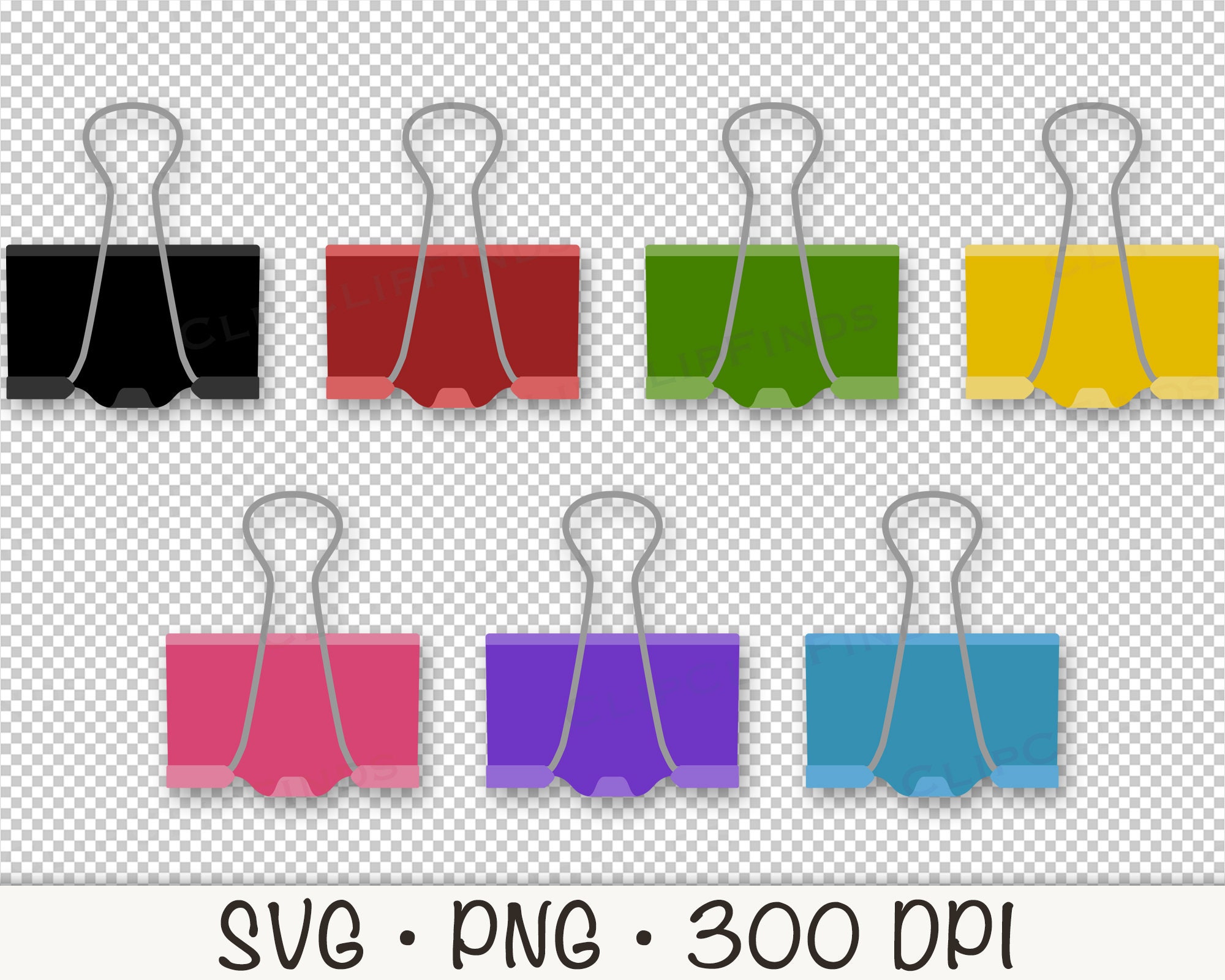Binder Clips Clipart, SVG, PNG, School Supplies, Teacher, Student ...