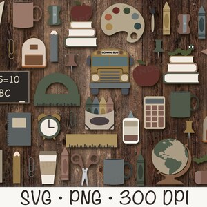 School SVG Bundle, Back to School Clip Art, Neutral Colors, School ...