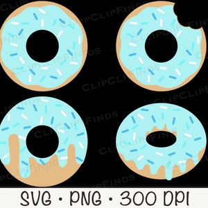 Blue Donut SVG, Bitten Donut SVG, Dripping Donut, Donut PNG, Donut ...