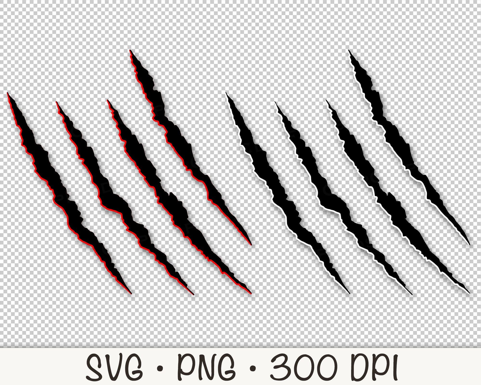 Claw Scratch Marks SVG: Vector Cut File, PNG Clipart (digital Download ...