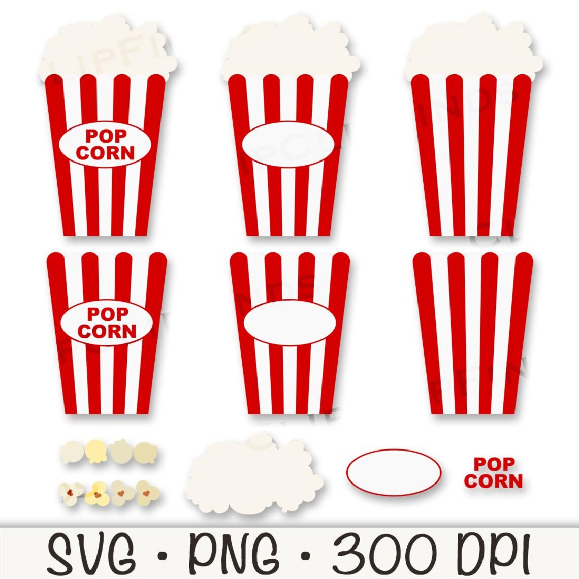 Popcorn SVG, Popcorn PNG, Popcorn Bucket Clipart, Popcorn Elements, DIY ...