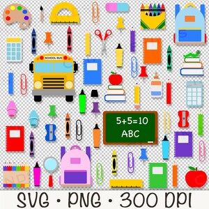 School Clipart, School Supplies SVG, Back to School, Art Supplies ...
