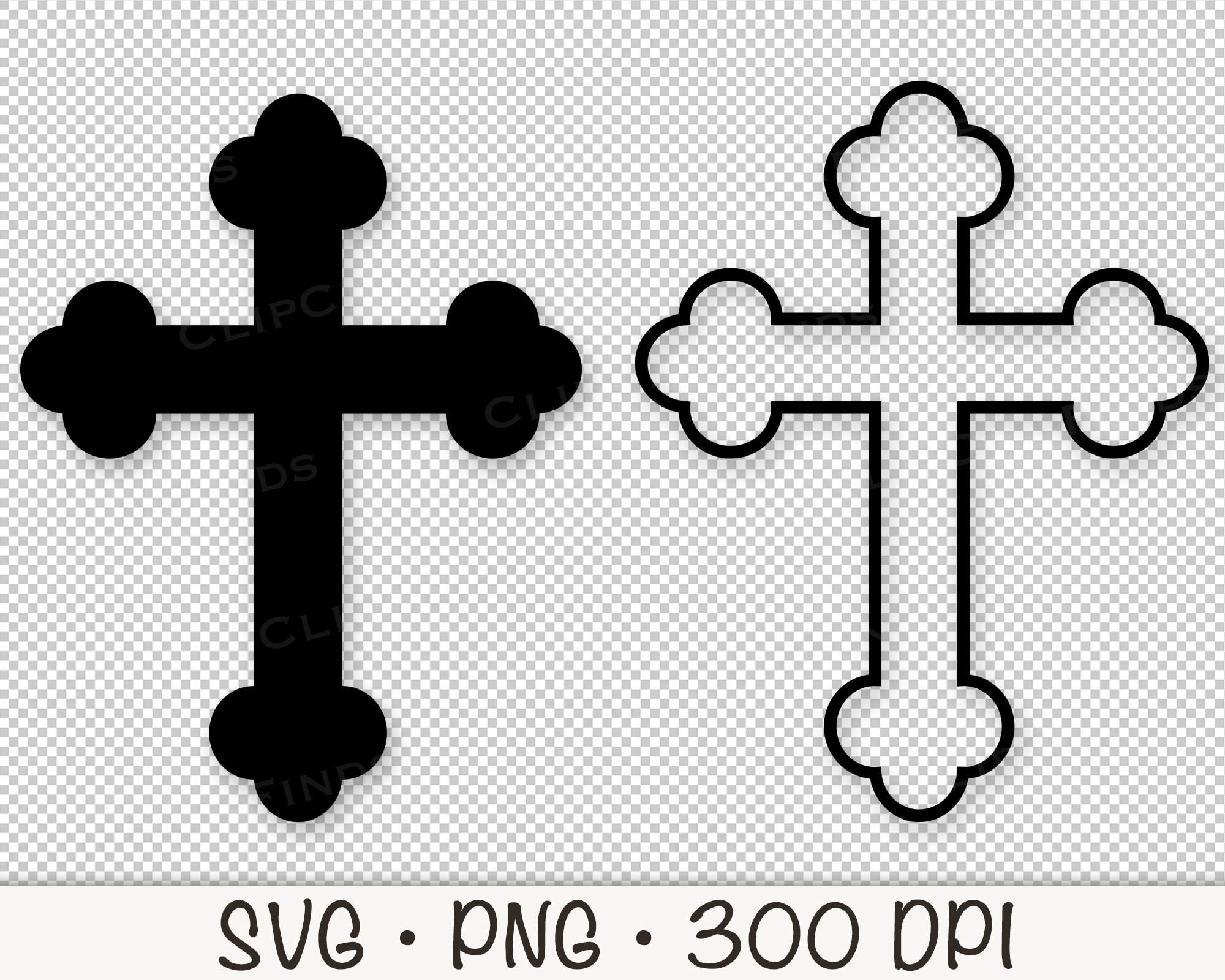 Cross and Outline SVG Vector Cut File and PNG Transparent - Etsy