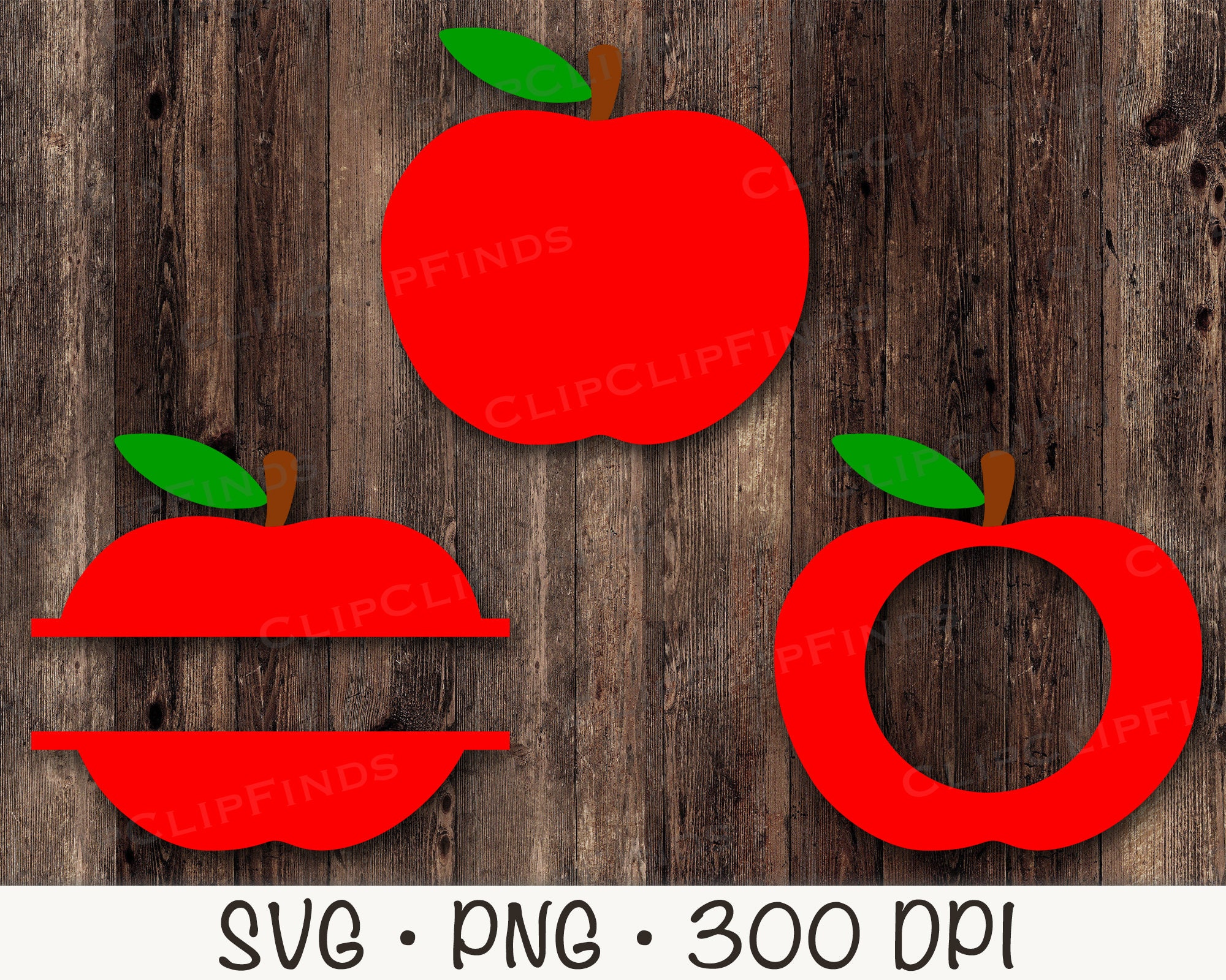 Red Apple SVG: Split Monogram Frame for Teachers (digital Download) - Etsy