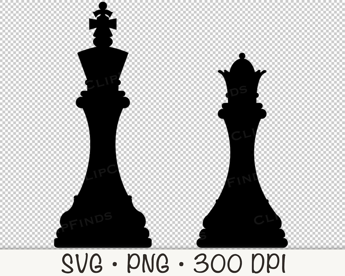 Chess King and Queen SVG Vector Cut File and PNG Transparent - Etsy