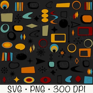 Mid-century Modern Geometric Shapes SVG, Minimalist Atomic Shapes PNG ...