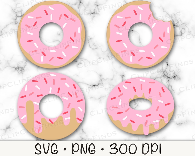 Pink Donut SVG Bitten Donut SVG Dripping Donut Donut PNG - Etsy
