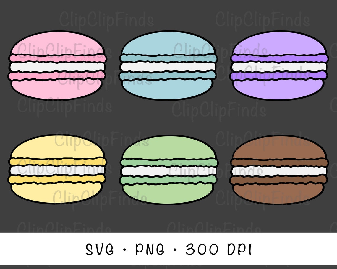 French Macaron Black Outline Cookies SVG Vector Cut File and | Etsy