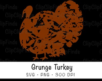 Scrapbooking Grunge Distressed Thanksgiving Turkey SVG Vector File and ...