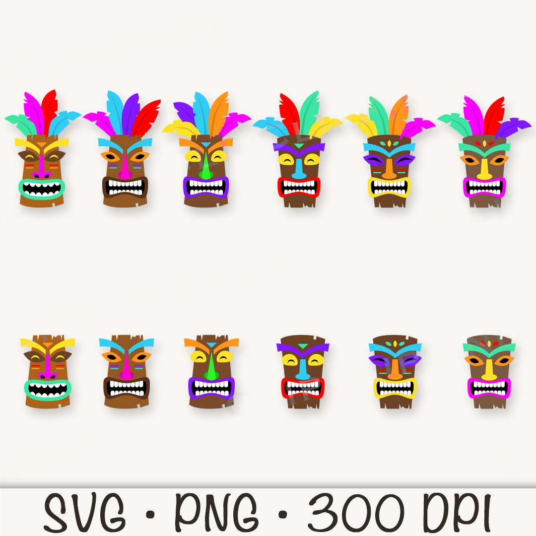 Tiki God Mask SVG, Tiki Mask Clipart, Tiki Statue, Hawaii, Luau, Tribal ...
