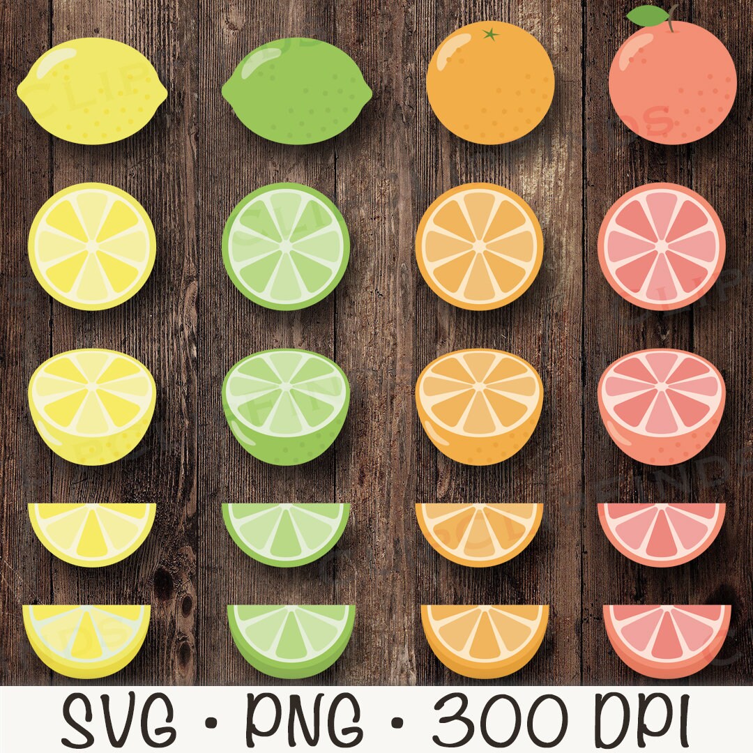 Citrus Clipart Bundle Pack, Citrus SVG, Citrus PNG, Orange, Grapefruit ...