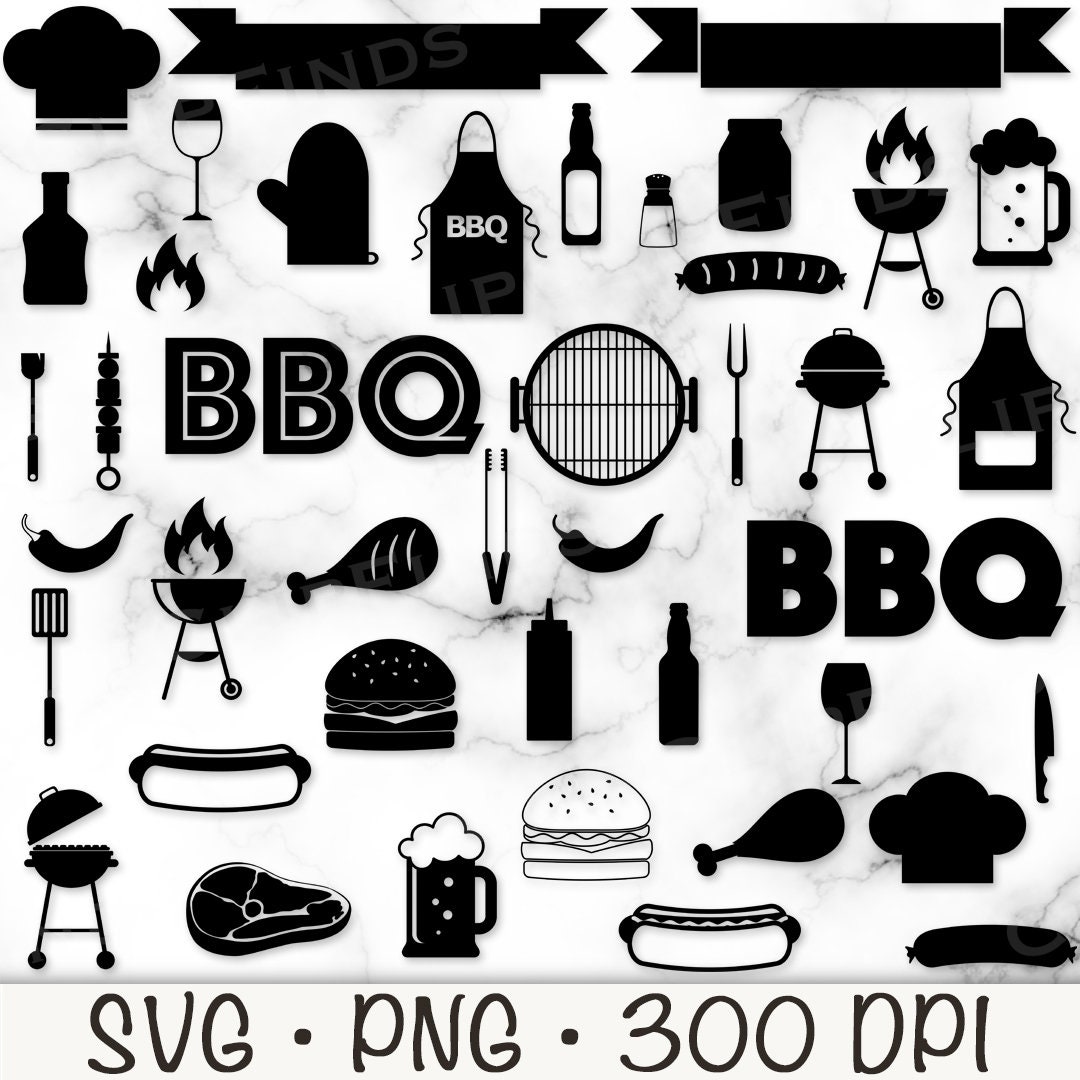 BBQ Food SVG, Bbq SVG Bundle, Bbq Silhouette Shapes, Bbq Icon, Grill ...