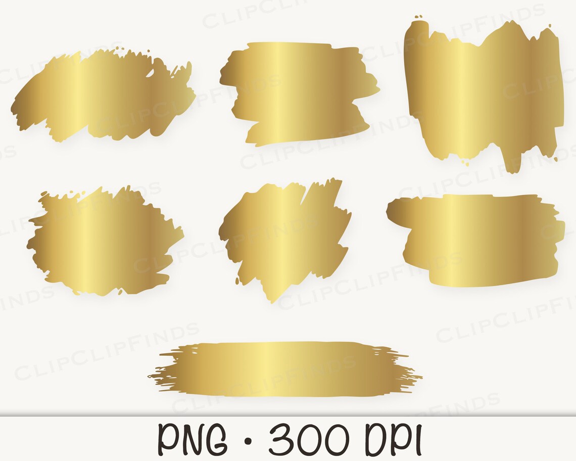 Gold Brush Strokes Clipart Gold Brush Strokes PNG Gold - Etsy