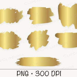 Gold Brush Strokes Clipart, Gold Brush Strokes PNG, Gold Metallic ...