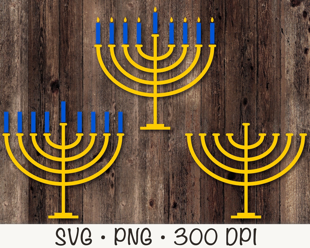 Menorah Clipart, Menorah SVG, PNG, Lit Menorah, Jewish Holiday, Instant ...
