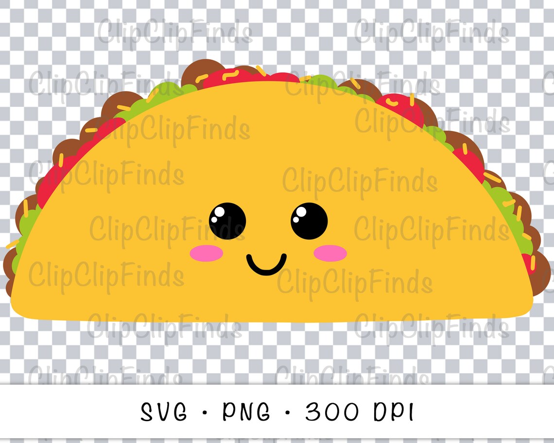Cute Kawaii Taco SVG Vector Cut File and PNG Transparent | Etsy