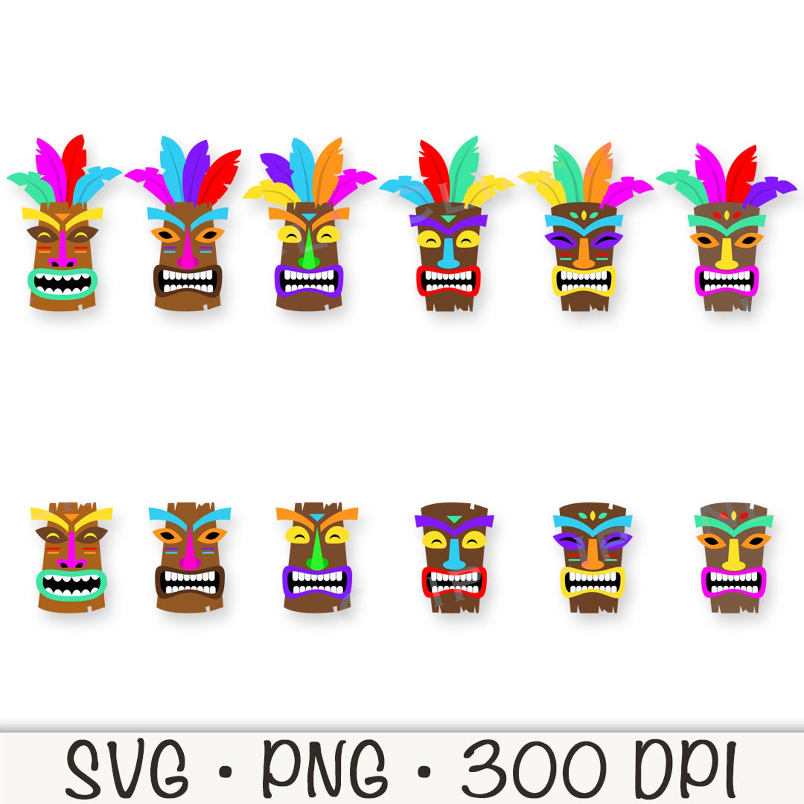 Tiki God Mask SVG, Tiki Mask Clipart, Tiki Statue, Hawaii, Luau, Tribal ...