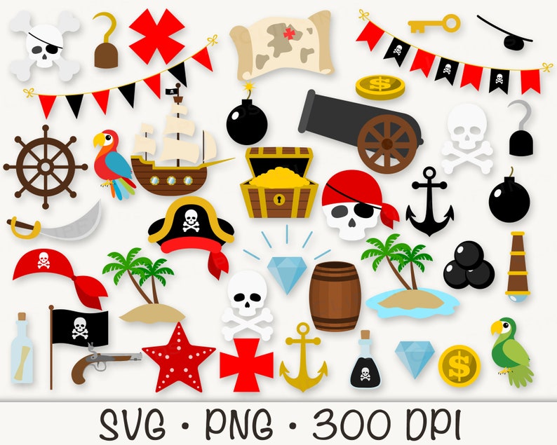 Pirate Clip Art, Pirate SVG, Pirate PNG, Cute Pirate Clip Art, Instant ...