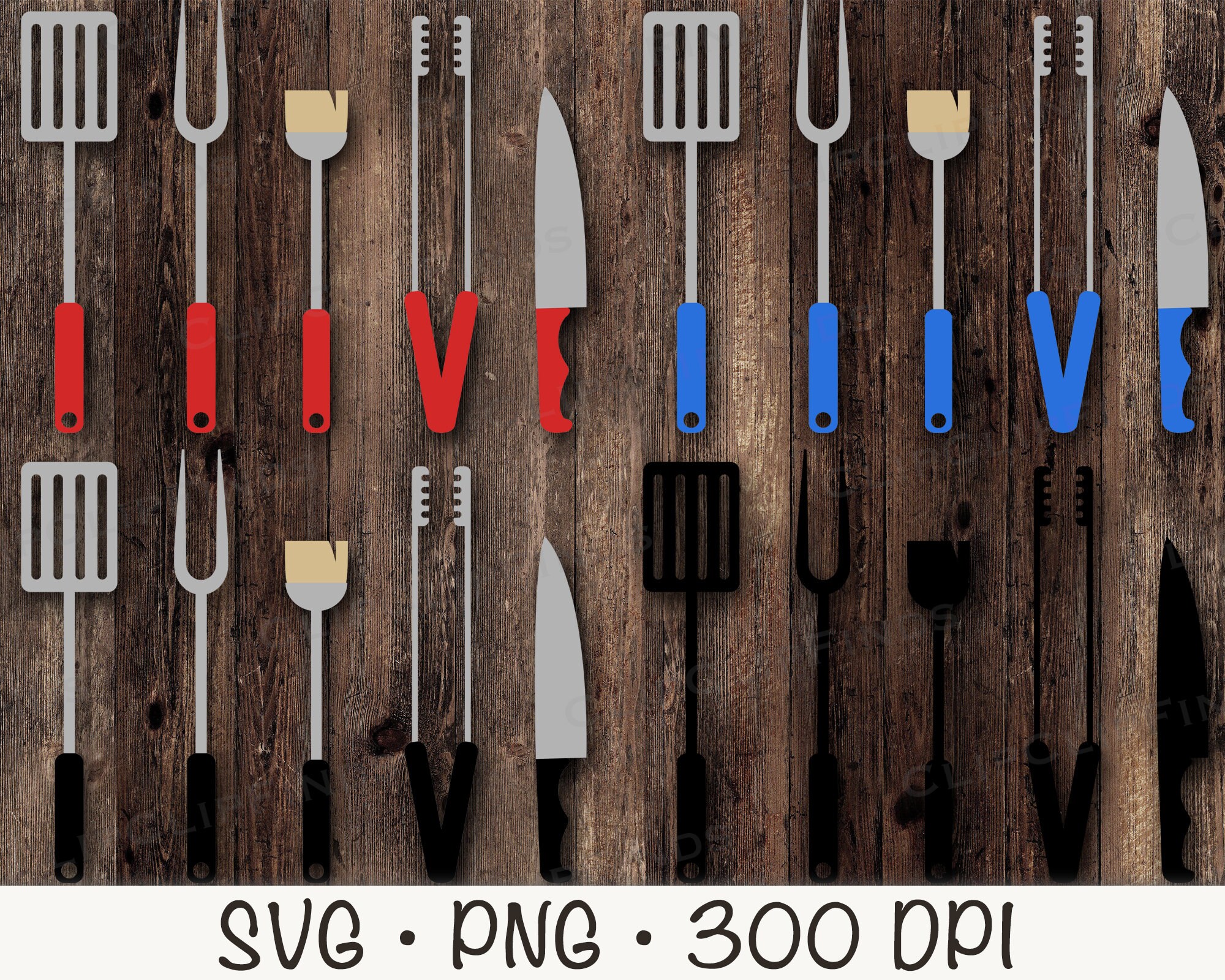 BBQ Grilling Utensils SVG PNG Instant Digital Download - Etsy